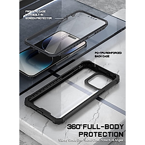 Poetic Guardian Case Compatible with iPhone 14 Pro Max 6.7 Inch, [20 FT Mil-Grade Drop Tested] Full-Body Shockproof Protective Rugged Clear Cover Case with Built-in Screen Protector, Black/Clear
