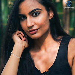 JEWELEXCESS Diamond Tennis Bracelets for Women – 1/4 Carat White Diamond Sterling Silver Bracelet – Hypoallergenic Diamond Tennis Bracelet Silver – Tennis Bracelets for Women Sterling Silver Bracelets