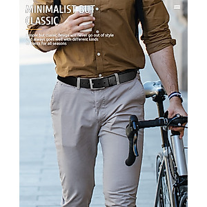 Buffway Minimalist 1.5" Full Grain Leather Belts for Men with Metal Buckle, Heavy Duty Mens Casual Belts in Gift Box- 38” Black