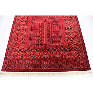 Unique Loom Tekke Collection Over-Dyed Saturated Traditional Torkaman Area Rug, 5 x 8 ft, Red/Black