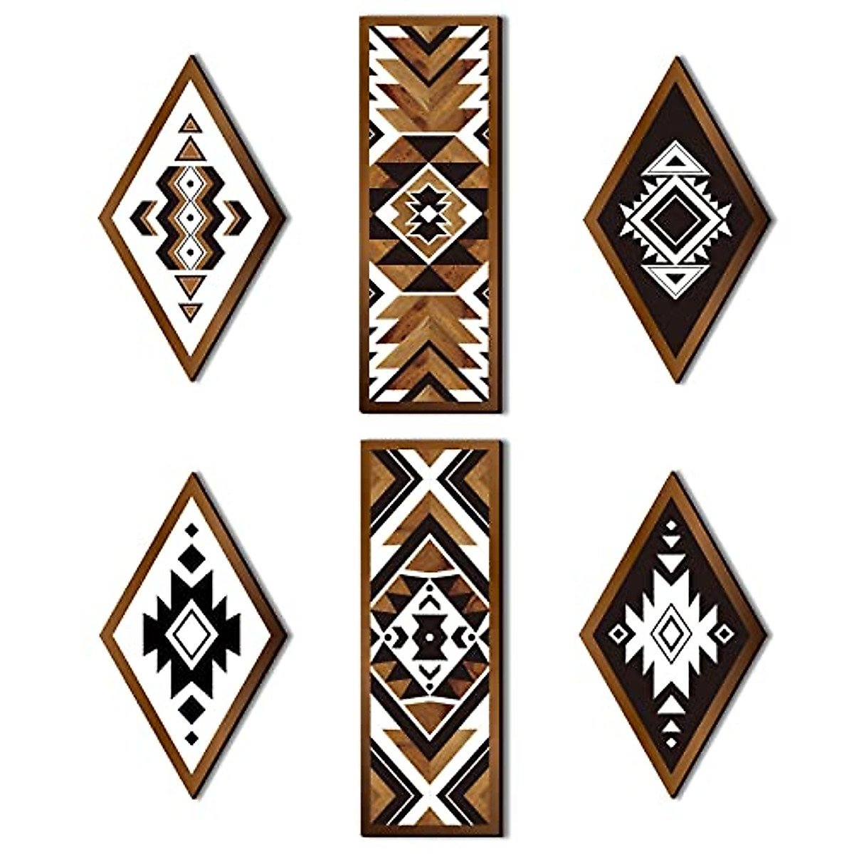 Tatuo 6 Pcs Farmhouse Home Wall Decor Western Snake Wall Decor Witchy Wooden Decor Witchy Wall Decor Altar Decor for Bedroom Living Room Bathroom Apartment (Rhombus, Rectangular Geometric)