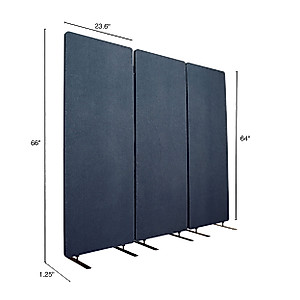 Stand Up Desk Store ReFocus Freestanding Noise Reducing Acoustic Room Wall Divider Office Partition (Midnight Blue, 72" x 66", Zippered 3-Pack)