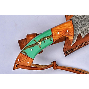 Sharp Forest Knives Handmade Damascus Steel 12 Inches Full Tang Hunting Knife BK-3054 - Beautiful Olive Wood & Resin Handle