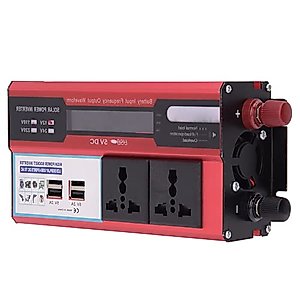 Jeanoko 3000W Solar Inverter, No Noise Power Battery Converter No Pollution Digital Display Solar Inverter 4 USB Ports for Power Office for Driver