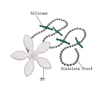 KRISMYA 10 Pcs Sink Strainer Bathtub Drain Hole Hair Cleaner Chain Hook,Drain Flower Hair Catcher for Bathtub and Kitchen