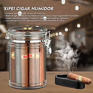 XIFEI Acrylic Humidor Jar with Humidifier and Hygrometer,humidor That can Hold About 18 Cigars (Clear)