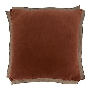 SARO LIFESTYLE Velvet Flange Throw Pillow with Poly Filling, Rust, 20"