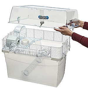 Duna Space Gerbil & Hamster Cage, Extra-Deep 11.5-Inch Base Promotes Instinctual Burrowing While Containing Litter & Debris, Includes ALL Accessories and Play Tunnels, 22.6L x 18.7W x 21.5 Inches