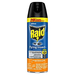 Raid Flying Insect Killer, Kills Flies, Mosquitoes, and Other Flying Insects on Contact, For Indoor and Outdoor Use, Orange Breeze Scent, 20 oz (Pack of 12)