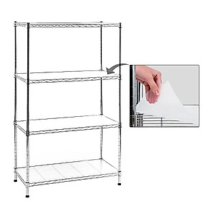 EZPEAKS Chrome 4-Shelf Shelving Unit with Shelf Liners Set of 4, Adjustable, NSF Certified Metal Wire Shelves, 150lbs Loading Capacity Per Shelf, Shelving Rack for Kitchen and Garage (30W x 14D x 47H)