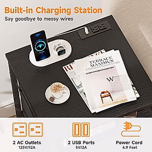 Uliyati File Cabinet, Fabric Filing Cabinet with Socket & USB Charging Port, Vertical Rolling Printer Stand with 2 Drawers, Mobile Filing Cabinet with Open Shelf, A4 or Letter Size, for Home Office