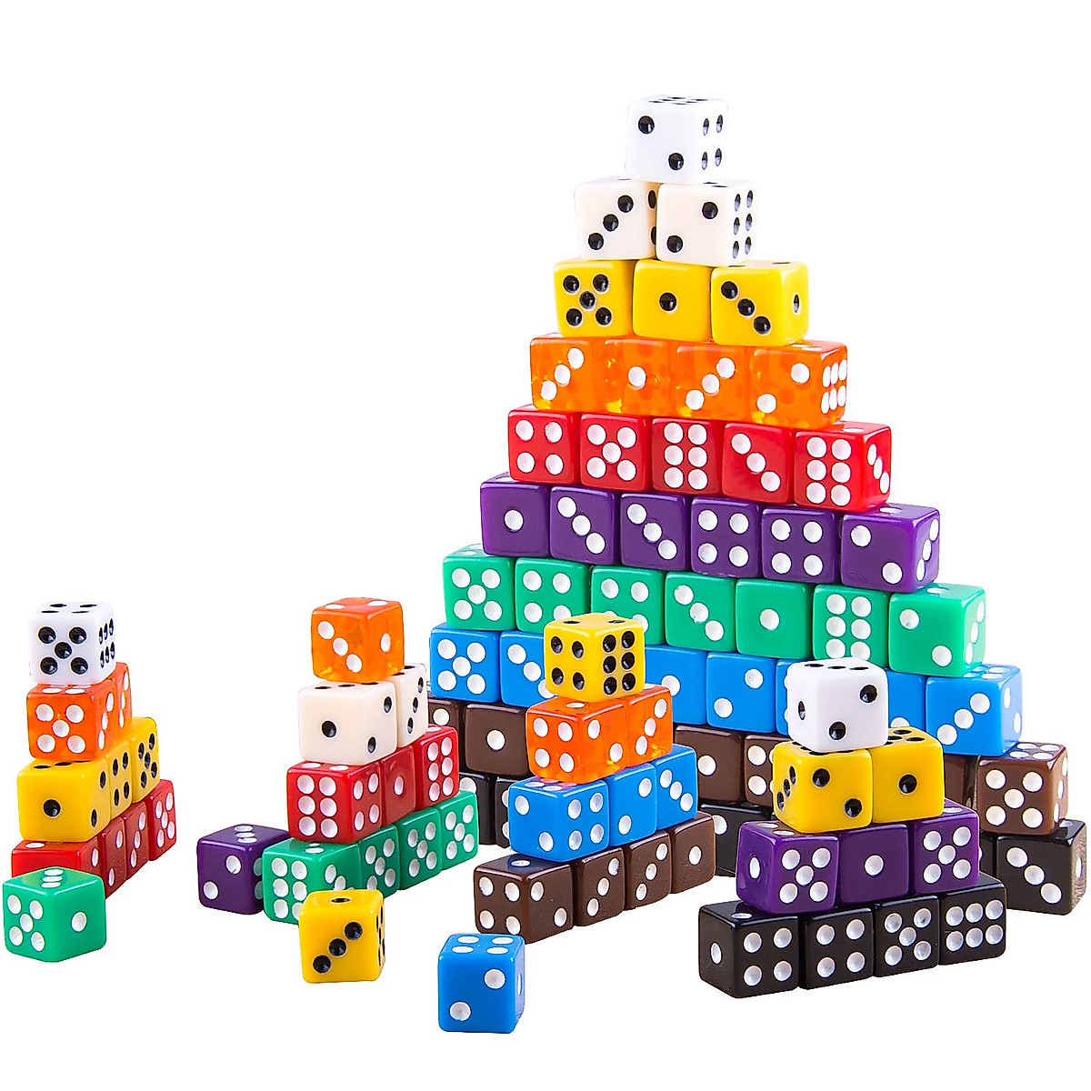 AUSTOR 100 Pieces 12mm Dices 6 Sided Game Dice Set Square Corner Dice with a Drawstring Pouch