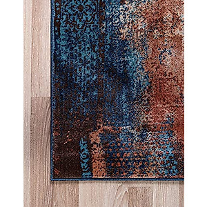 Unique Loom Mystic Collection Over-Dyed Abstract, Mid-Century Modern, Rustic Area Rug, 2' 0" x 6' 0", Peach/Beige