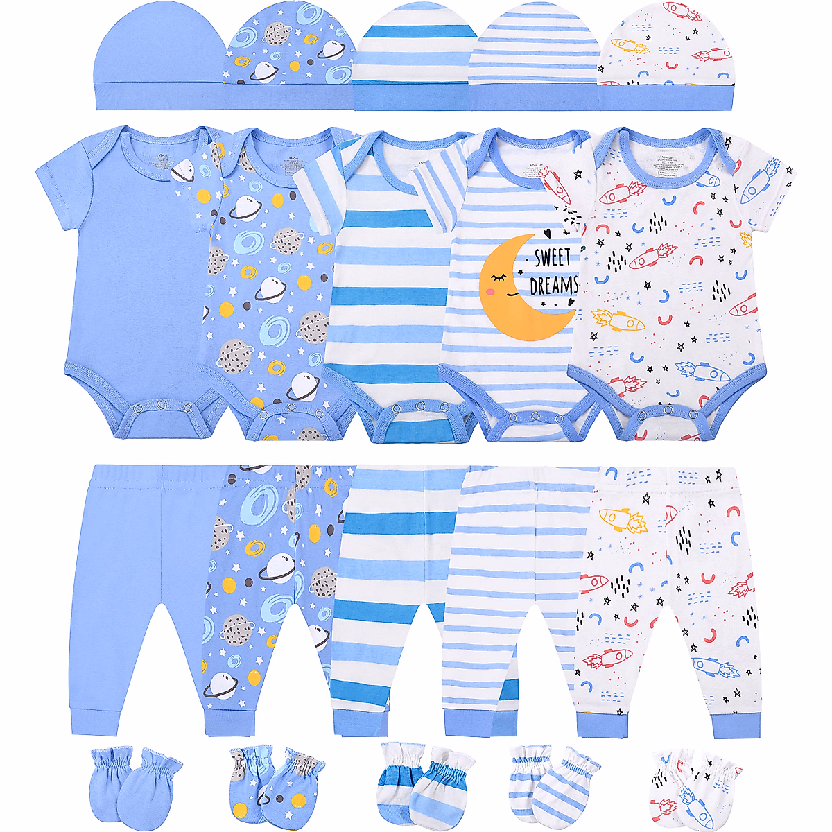 ABeCue Baby Boy Layette Essentials Sets Infant Clothes Pack Newborns Gift Set CornflowerBlue, 0-3 Months