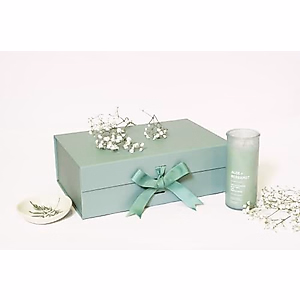 PAPER GENIUS Pack of 2 - Luxury Gift Box-13X9X4.5 Inches-with 2 Satin Ribbons | Gift Boxes for Presents | Gift Boxes with Lids for Valentines Day and Birthday (Mint Green)