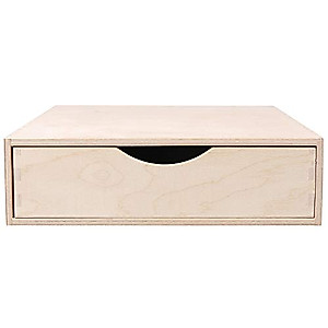 Creative Deco Large Wooden Chest of Drawers | 12.99 x 9.84 x 2.75 in | 1 Compartment | Desk Organizer for Paper-Work Files Folders | Plain Stationery Tray for Office Accessories & Storage