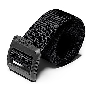 CQR Tactical Belt, Military Style Heavy Duty Belt, Webbing EDC Quick-Release Buckle, Plastic Flip Tab Black, Large