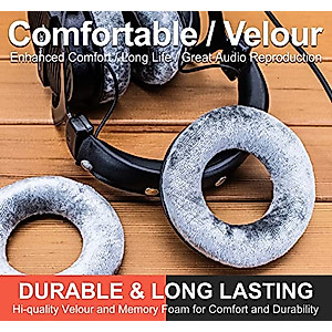 LTYIVABHTTW Earpads Compatible with DT 770 Pro, DT 880 Pro, DT 990 Pro, DT 1770 Pro, MMX 300, DT 1990 Pro, DT 177X, T 90 Headphones (Silver Grey Velour)