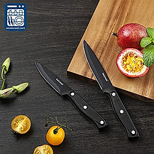 McCook Knife Set with Built-in Sharpener Block, MC701 Kitchen Knife Set with Block, 26 Pcs High Carbon Stainless Steel Kitchen Knife Sets with Block Self Sharpening, Black