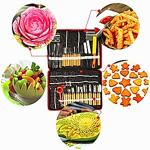 eoocvt 80pcs Set Portable Vegetable Fruit Food Peeling Culinary Kitchen Carving Sculpting Modeling Tools Kit Pack
