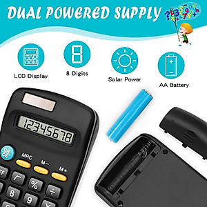 24 Pack Basic Calculators for Students Pocket Size Mini Calculators 8 Digit Display Basic Calculator Solar Battery Dual Power Handheld Calculators for Office School and Home