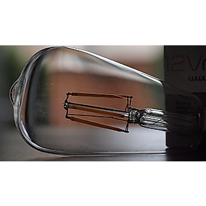 DC 12 Volt Warm White 2700k 6 Watt LED Filament ST64 Light Bulb E26 E27 Medium Base Lamp Low Voltage Marine Boat Solar Stage Film Photography Production Prop Retro Edison 12V Battery Lighting