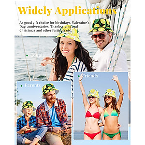 Bennim 2 Pieces Unisex Lemon Pattern Bucket Hats Reversible Fisherman Cap for Casual Travel Beach,Black, White ,Uncertainly