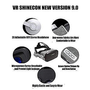 VR Headsets, Virtual Reality 3D Game Movie Goggles for iPhone & Android 4.7-6.1 inch Smartphone Adjustable Headphones VR Glasses with Controller