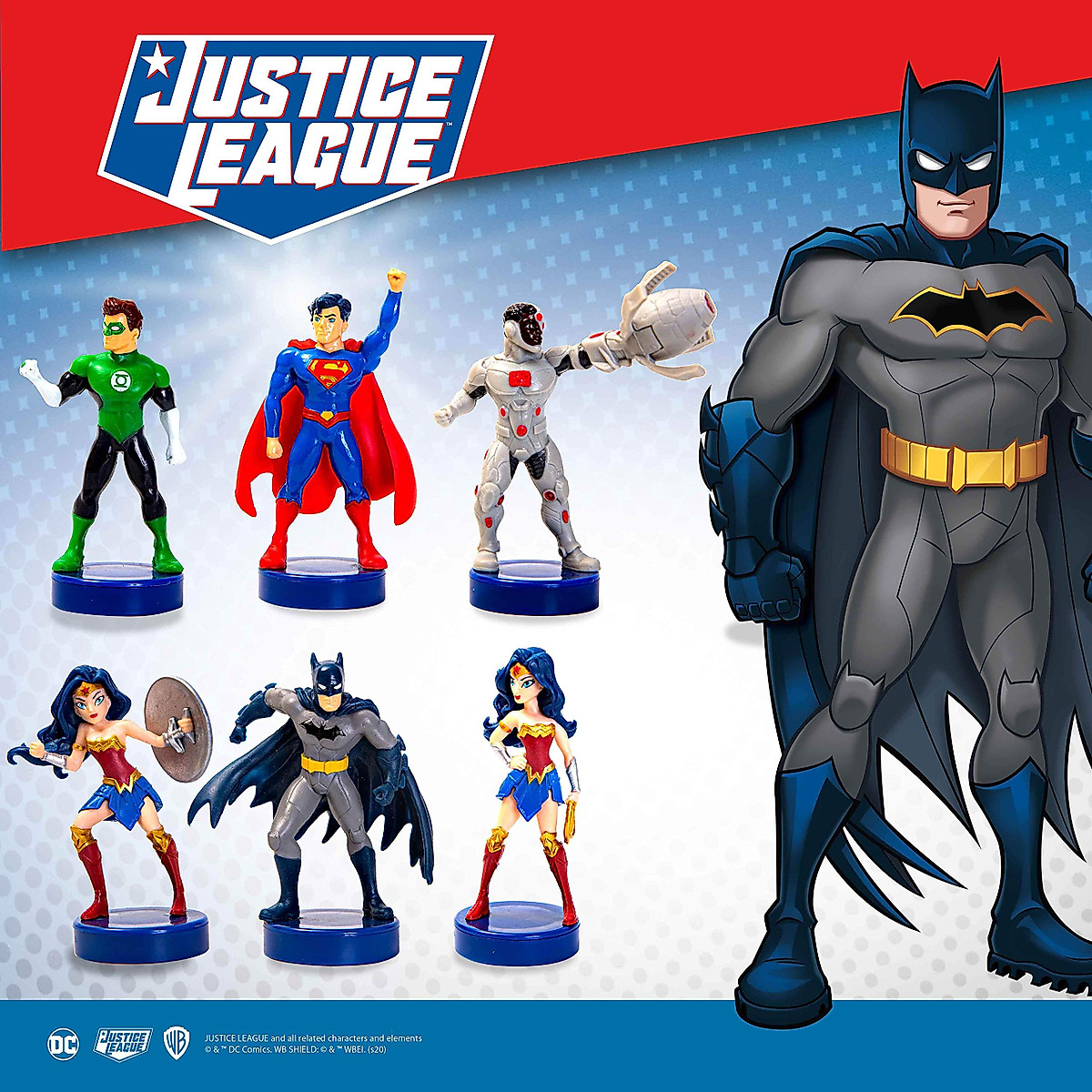 Justice League Toppers, 12-Pack – DC Toys, Stampers, Action Figures – Batman, Wonder Woman, Superman, Robin, The Flash, and More by PMI, 2.4 in, Ages 3+
