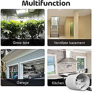 iPower 8 Inch 254 CFM Inline Duct Fan with Low Noise, HVAC Exhaust Ventilation Fan for Bathrooms/Kitchens/Basements/Attics, Grey