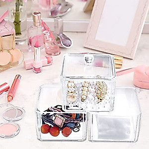 Hair Accessories Organizer, 9 Pieces Stackable Organizer Holder Storage with Lids Acrylic Clear Hair Tie Organizer Bathroom Hair Bow Containers for Girls Headband Scrunchie Makeup Accessory Organizing