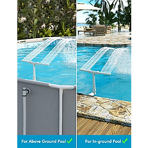 Pool Fountain for Above and In-Ground Pools, Adjustable Dual Spray Waterfall Sprinkler Cooler for Pool, Swimming Pool Spa Water Fountain, High-Pressure Pool Spray Fountain