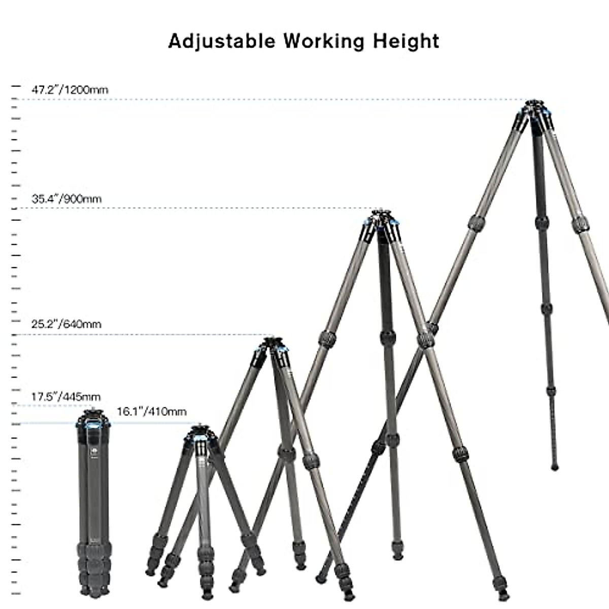 SIRUI AM-284 Travel Carbon Fiber Tripod, Professional Camera Tripod with 4-Section Legs, Twist Leg Locks, Detachable Metal Spikes, Loads up 33LB