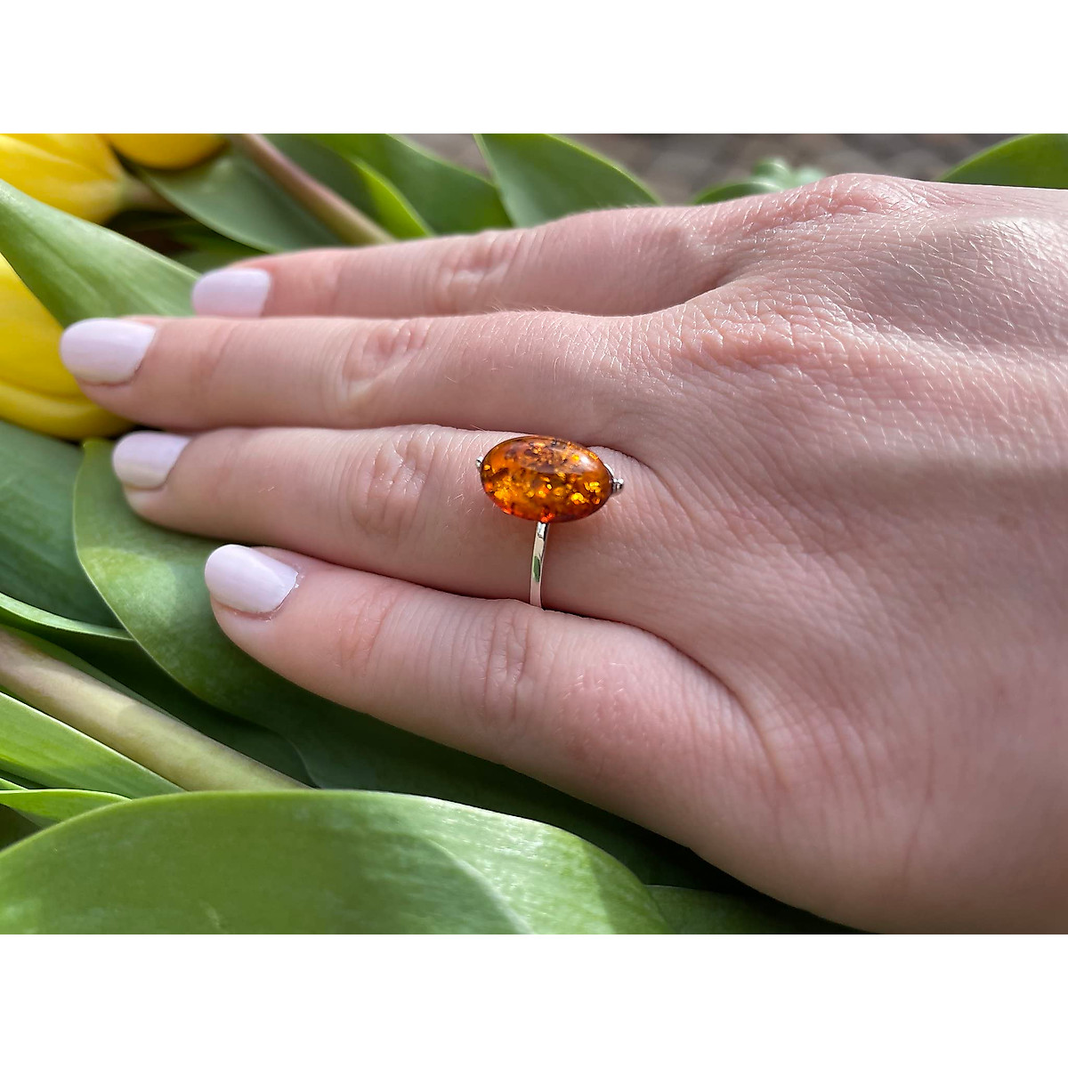 Gift Shoppe By Nina Natural Baltic Elegant Cognac Amber and Sterling Silver Ring (7)