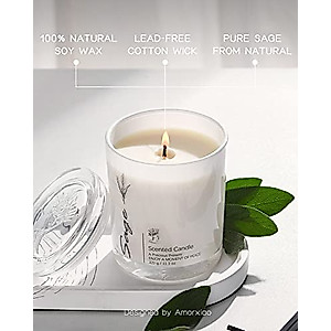 Sage Candles for Cleansing House Negative Energy, Alternative to Smudge Sticks, 22.6 OZ Sage Candles for Home Scented, Sage Smudge Candles for Meditation, Home Cleansing, Smudge Rituals, Pack of 2