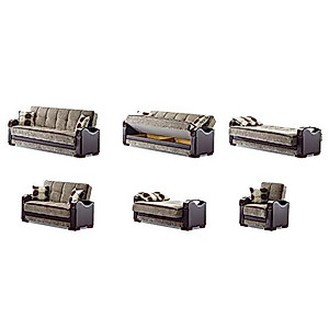 BEYAN Rochester Collection Convertible Folding Sofa Sleeper Bed with Storage Space, Includes 2 Pillows, Brown