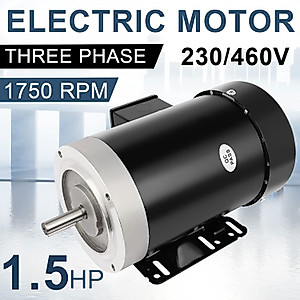 1.5HP Electric Motor 1750 RPM General Purpose Three Phase Motor 5/8" Shaft Diameter 4 Pole 56C TEFC 60HZ 230/460V