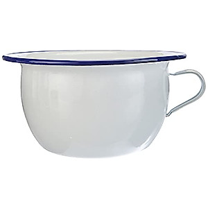 ibili Chamber Pot Blanca 3,5 l of Enamelled Steel, White/Blue, 24 x 24 x 12 cm