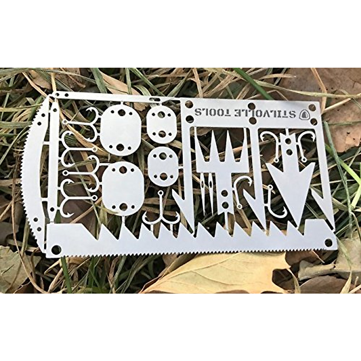 Stilvolle Tools Survival Card Tool Hook Size That Contains The 12 Features to Help Survival Card 12 Survival time to Card Size, Hook Small, Arrowhead A, Arrowhead B, (Silver)