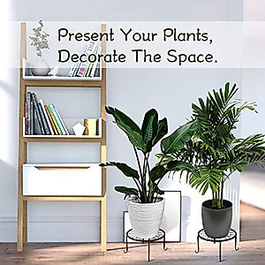 Lewondr Metal Potted Plant Stands, 3 Pack 9" Heavy Duty Rustproof Iron Round Flower Pot Stands, Indoor Outdoor Plant Holder Support Rack for Planter Flowerpot Patio Garden - Black