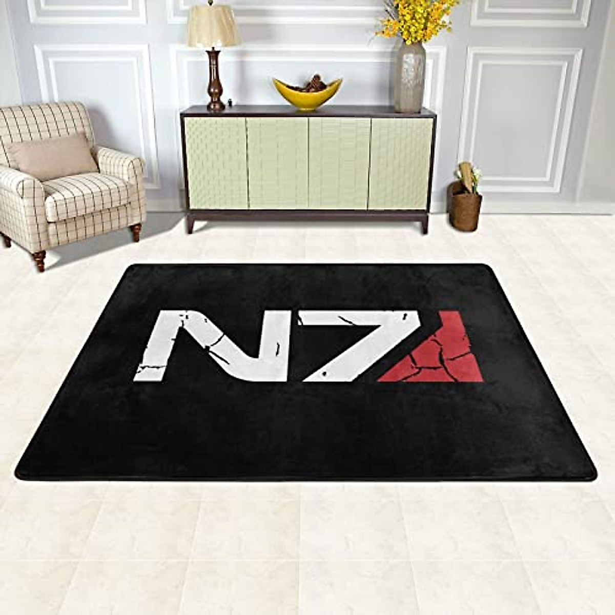 Booottty Mass Effect Alliance N7 Special Forces Carpet Non-Slip Rug Extra Soft and Absorbent Microfiber Polyester Mat for Living RoomKitchenBedroomBathroom