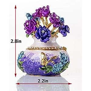 SEVENBEES Hand Painted Rose Flower Figurine Jewelry Trinket Box