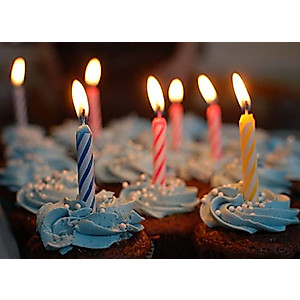 By The Cup Birthday Candles, 6-24 Count Packs in Pink, White, Blue, and Yellow (Pack of 144)