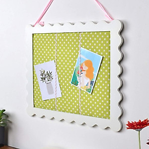 Toddler Room Decorative Memo Pad Polk Dots Fabric Memory/Memo Photo Bulletin Board for Nursery Room Kids Room Decor 17.7 x 15.7 Inches (Green)