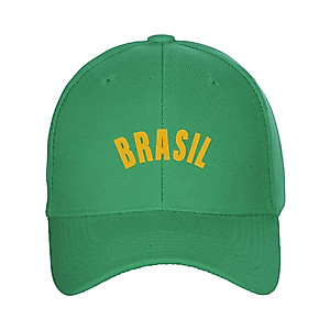Daxton International World Countries Baseball Hat Cap Arch Letters, Brasil Kelly Gold