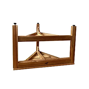 Zen 28" Acacia Shower Stool, Shower Bench, Corner Bench, Shower Foot Rest, Corner Shower Bench with Shelf, Shower Seats and Benches, Corner Shower Stool for Inside Shower, Corner Shower Stool