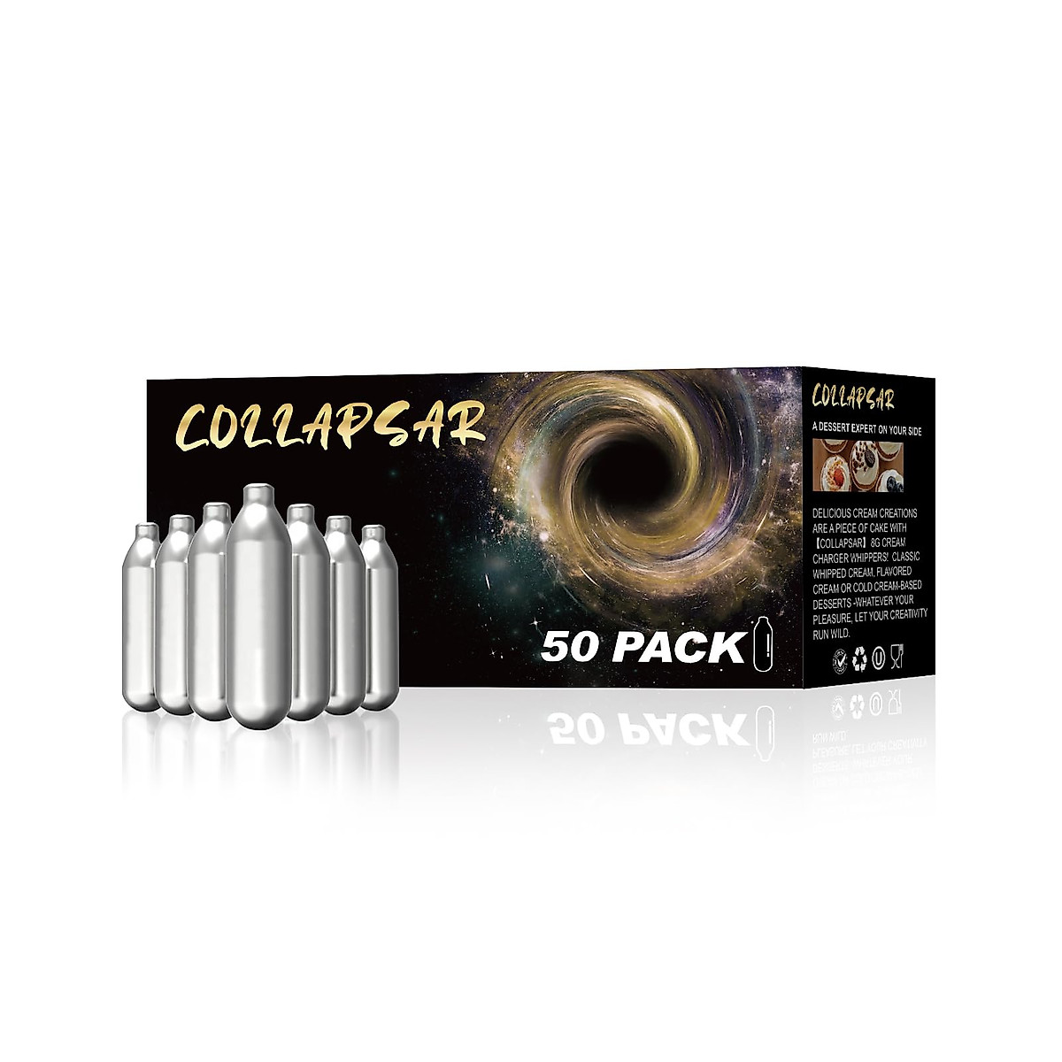 Whipped Cream Chargers N2O Nitrous Oxide 8-Gram Cartridge for Whipper Whipped Cream Dispenser (Packs of 50)