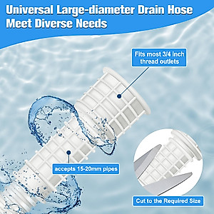 Saillong Patent Pending Dehumidifier Drain Hose, Flexible Universal Drain Hose with Cuttable Rubber Adapter and Connect Clamp, Hose Replacement for Dehumidifiers, Air Conditioners(13 Feet)