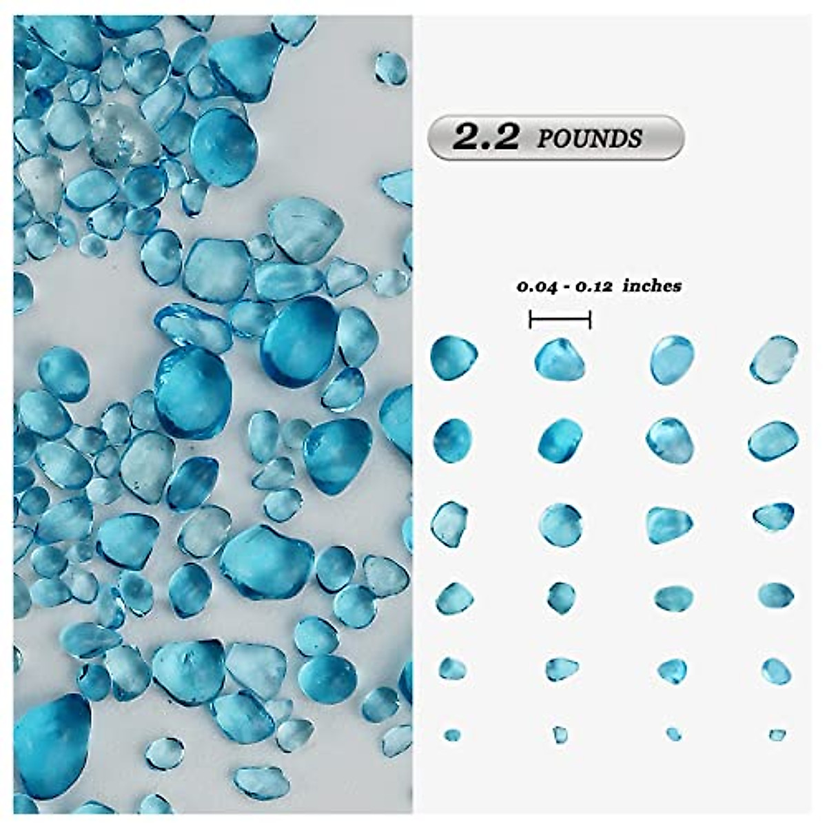 BXI 2.2 Lbs Small Aquarium Substrate Gravel Sand, Polished Smooth Fish Tank Gravel, Colorfast Uncoated Vibrant Blue Sea Glass, Decorative Stones for Vase Fillers, Fairy Garden, Potted Plants