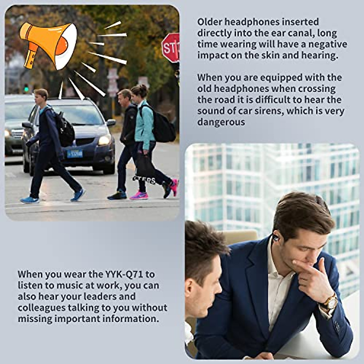 Open Ear Bone Conduction Headphones True Air Conduction Bluetooth 5.3 Wireless Bluetooth with Digital Display Charging,IPX7 Waterproof Earphones Sport, Clip-on Earphones, for Running, Walking, Workout